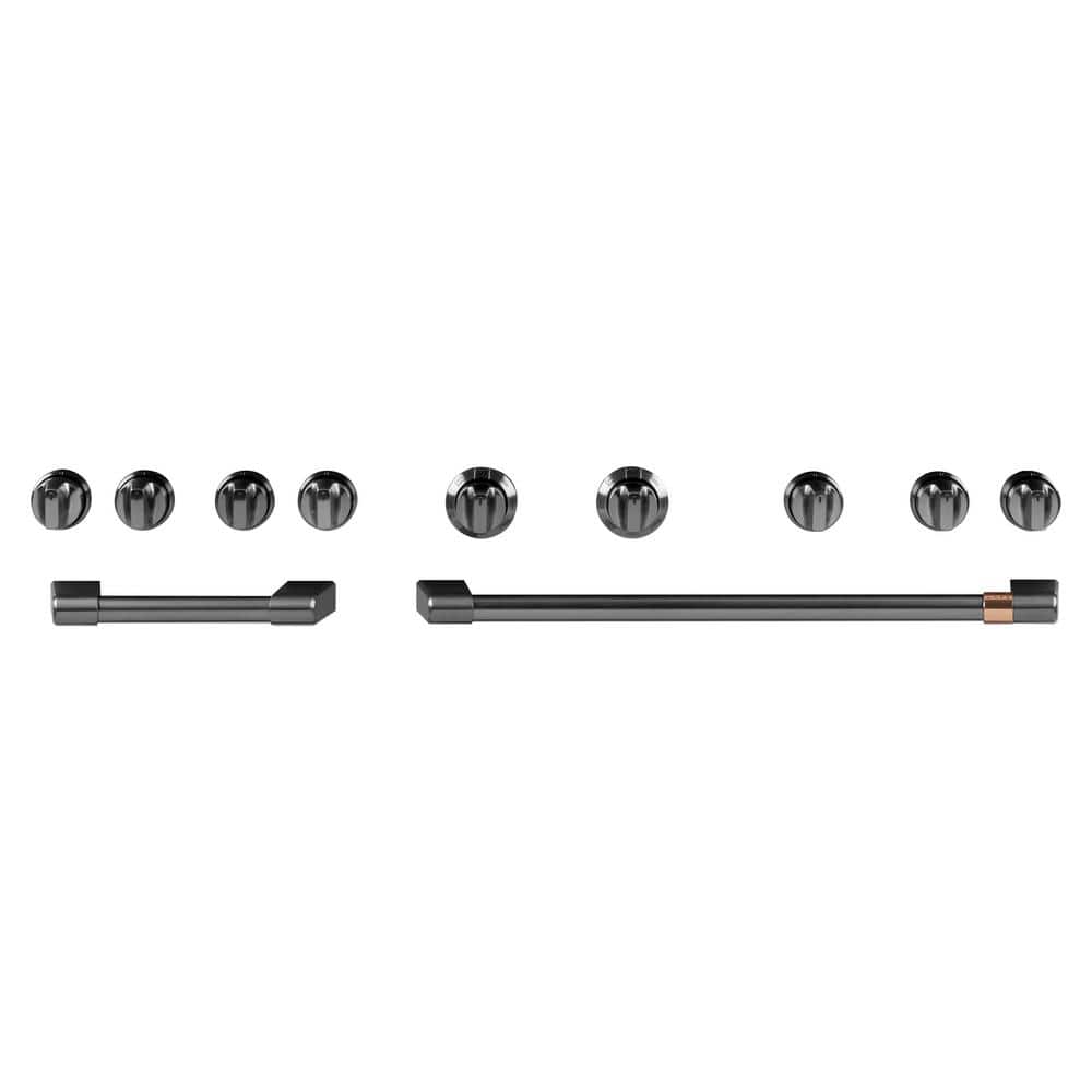 Cafe Front Control Gas Range Handle and Knob Kit in Brushed Black ...