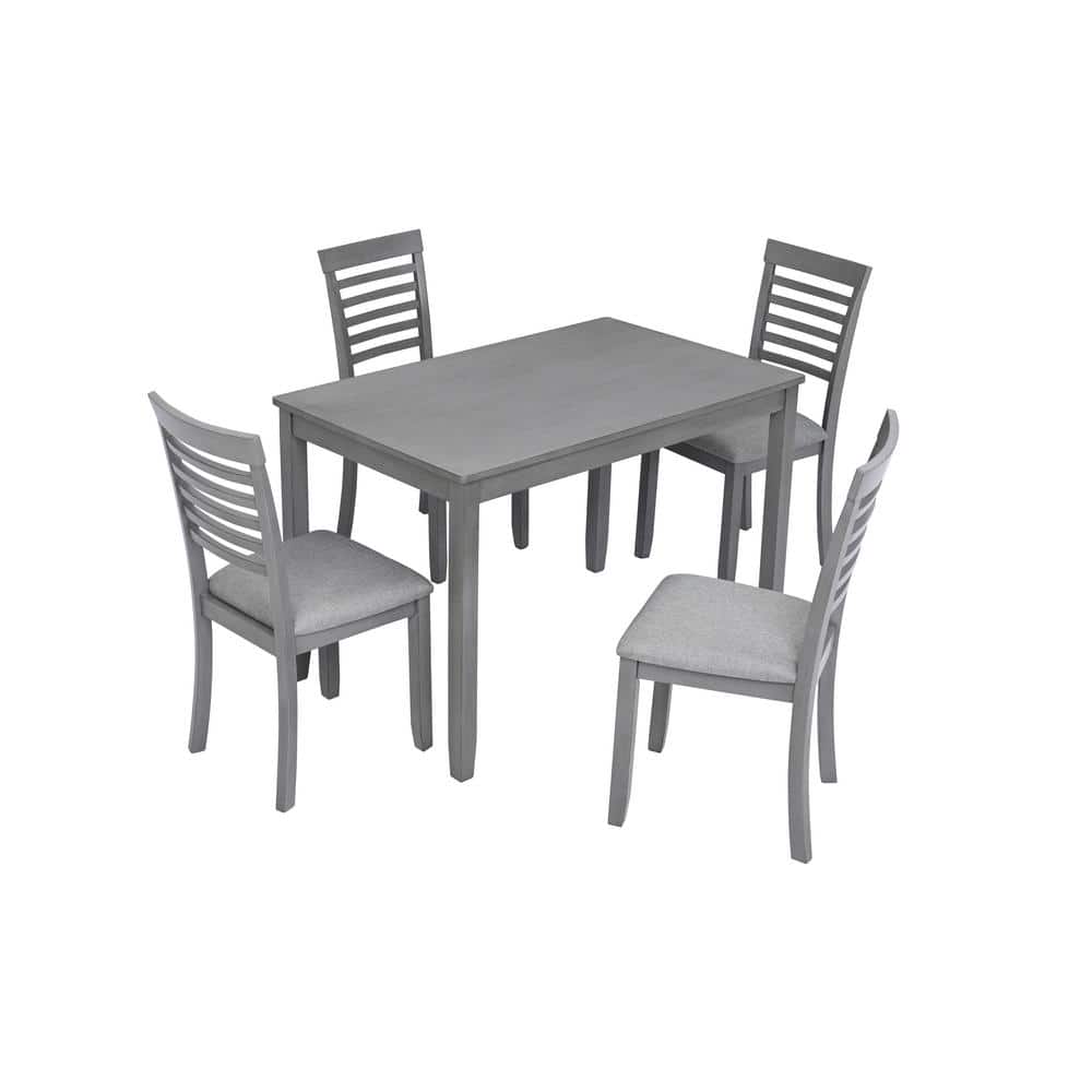 Boyel Living 5-Piece Gray Rectangular Wood Top Table Set Seats 4 BL ...