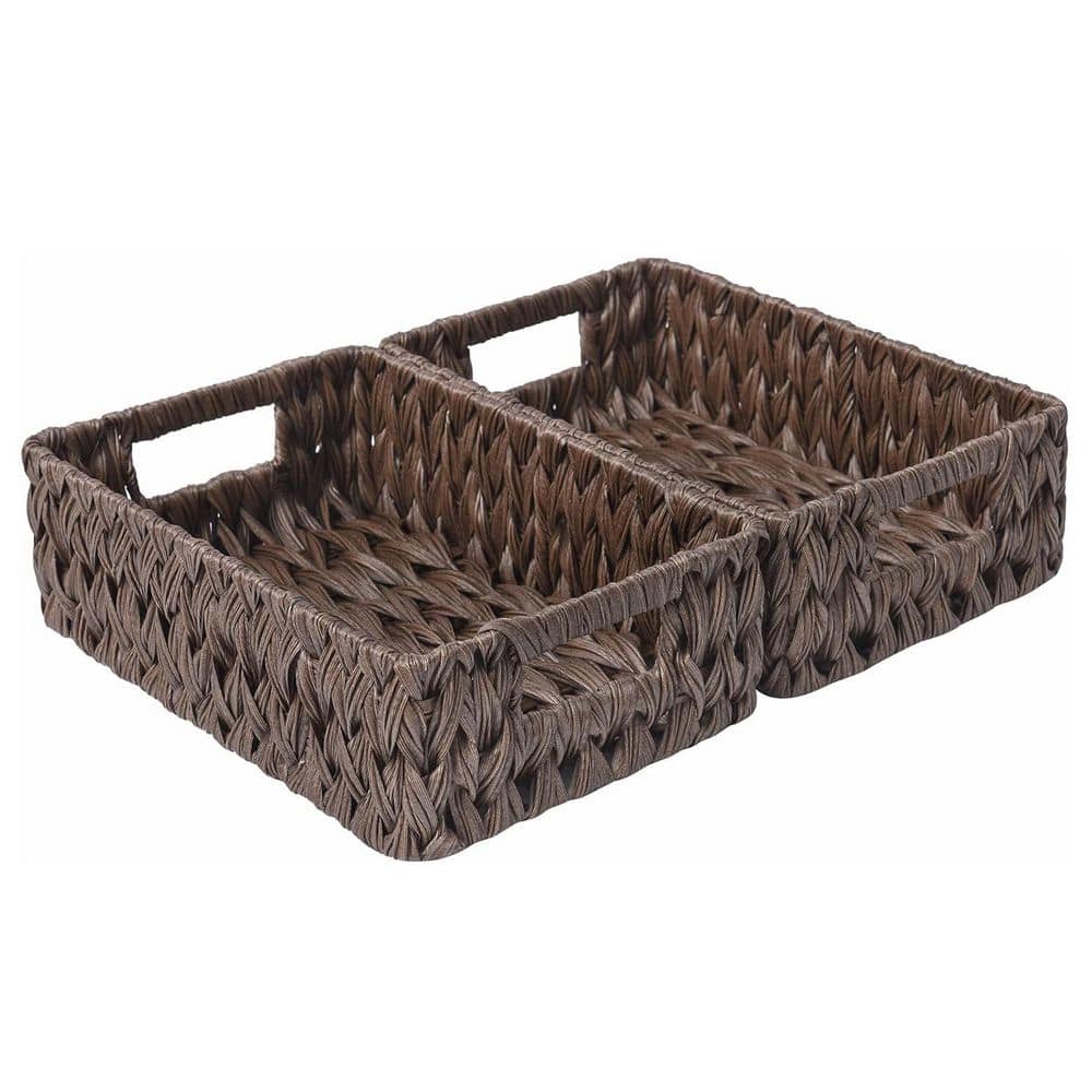 Brown 11.3 in. x 3.5 in. Polypropylene Decorative Basket (Set of 2 ...