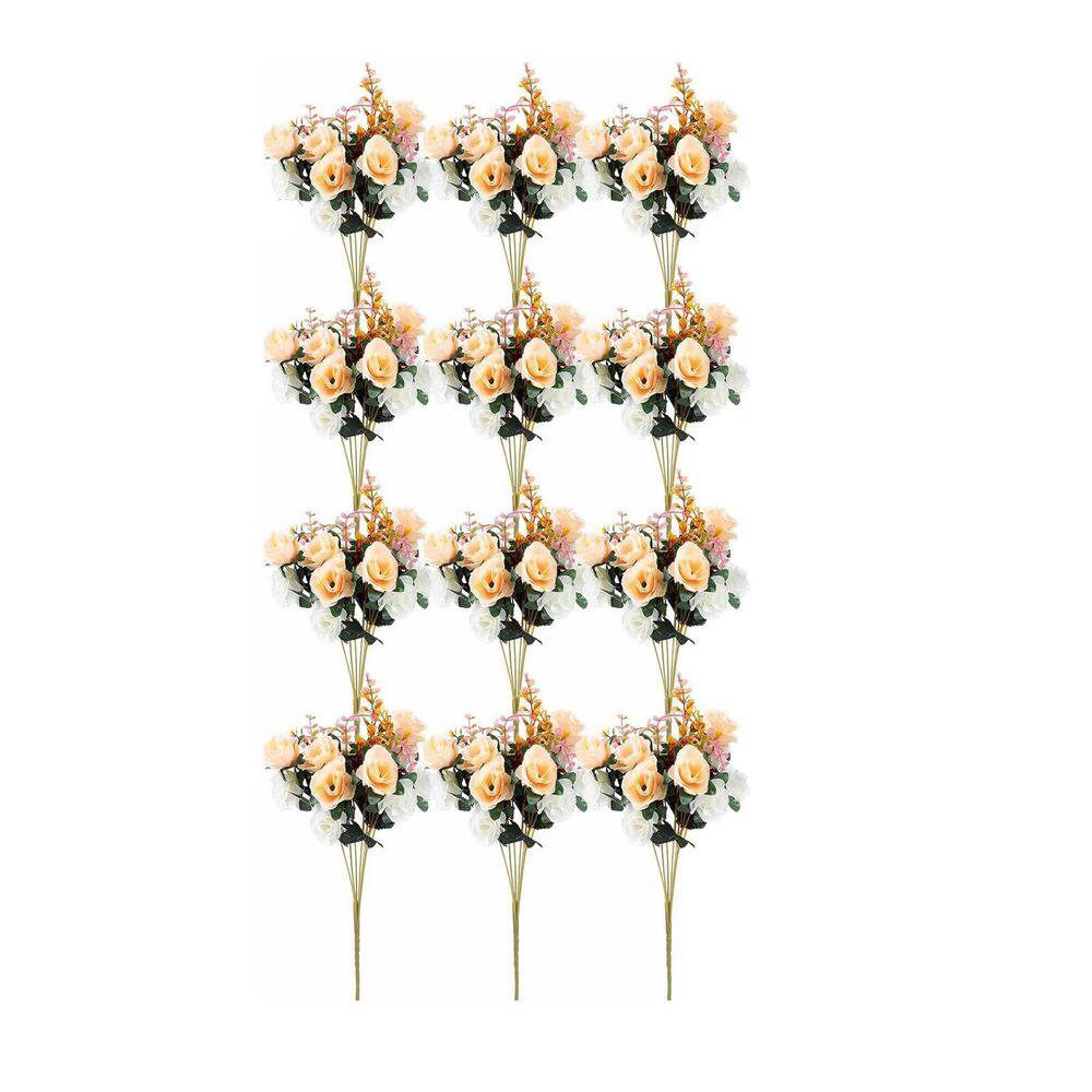 12 Bundles 13 in. Yellow Indoor Artificial Roses HDD2DJ4JXQ - The Home ...