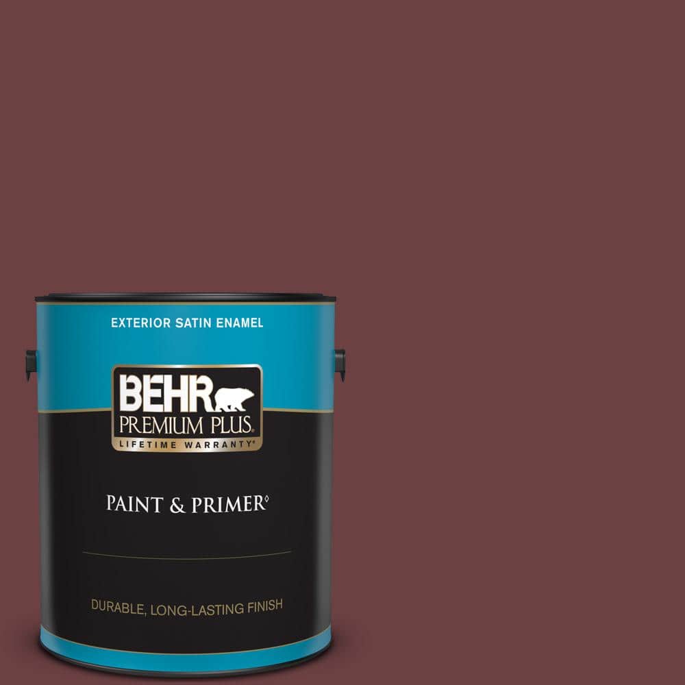BEHR PREMIUM PLUS 1 gal. #BIC-50 Deep Claret Satin Enamel Exterior ...