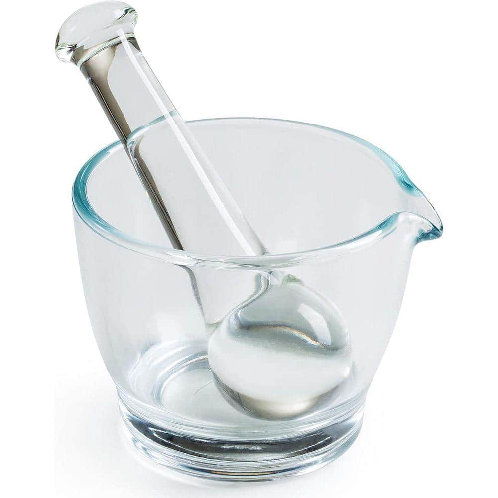 Lynzavix Glass Mortar and Pestle Bowl Transparent Medicine Grinder ...