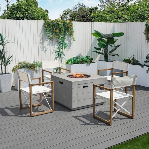 DIRECT WICKER Trust 5-Piece Aluminum Square Outdoor Dining Set with ...
