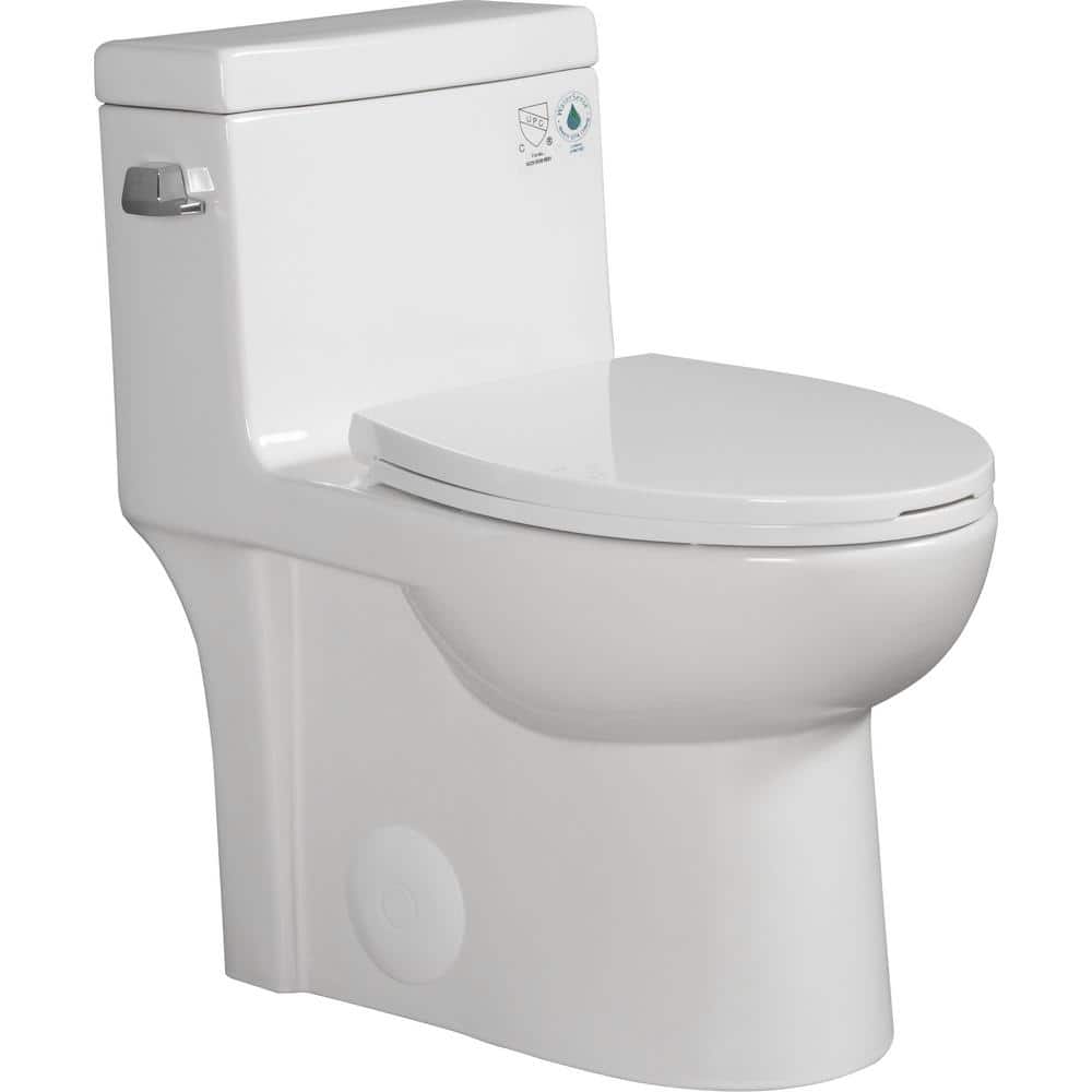 YSQCAR 23T03-GW 1-Piece 1.28 GPF Dual Flush Elongated Round Toilet in ...