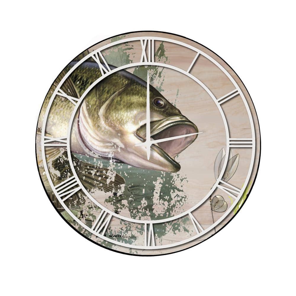 "Bass" Full Coverage Art and White Numbers Imaged Wall Clock CL-BASS-OW ...
