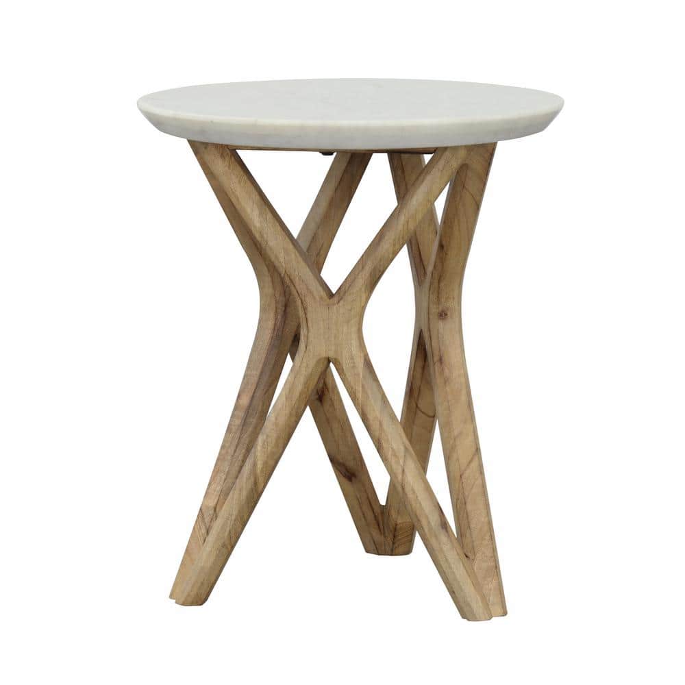 Coast to Coast imports 18 in. Axis Natural and Marble Round Marble Top Accent Table 77258 - The ...