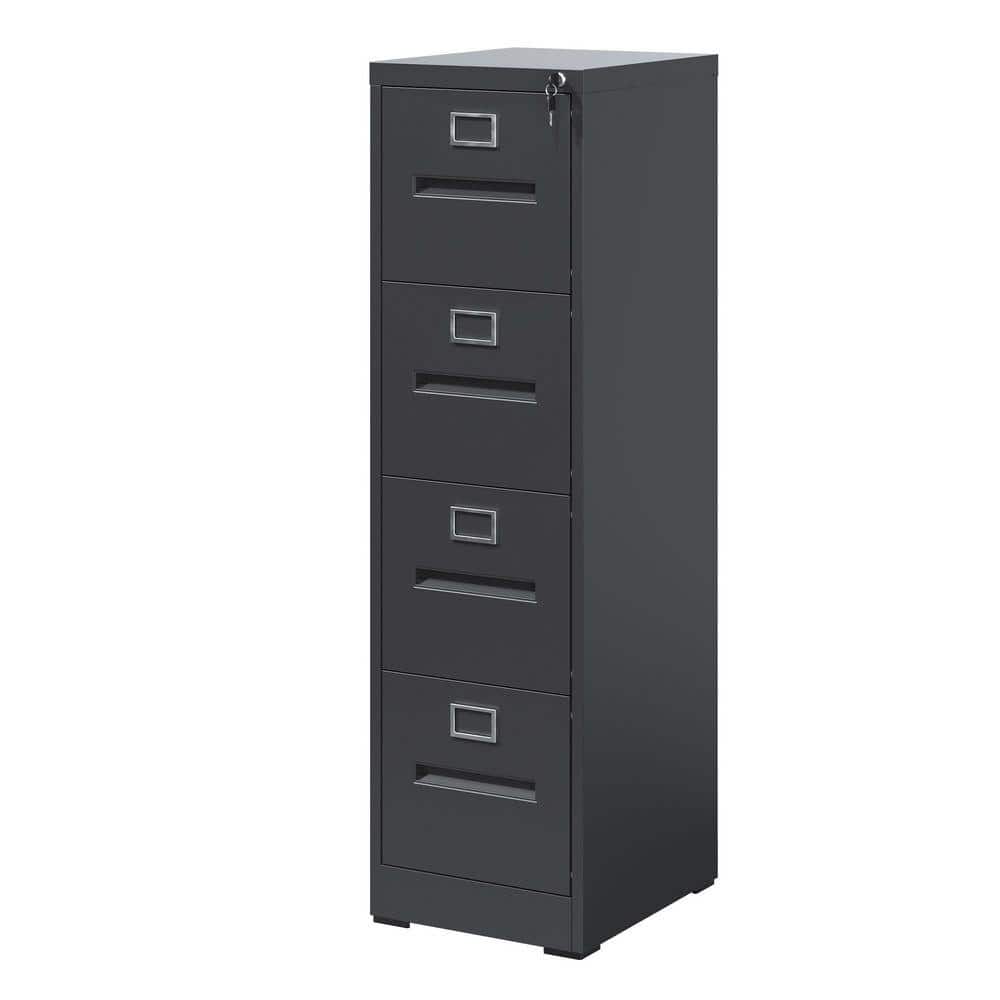 Damodpoy 17.72 in. W 4 Drawer Steel File Cabinet with Lock, Black ...