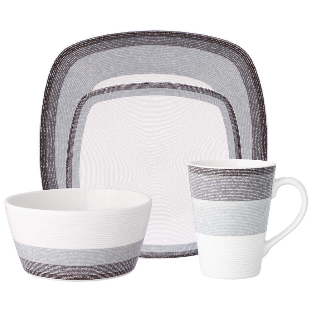 Noritake Colorscapes Layers Charcoal Porcelain 4-Piece Square Place ...