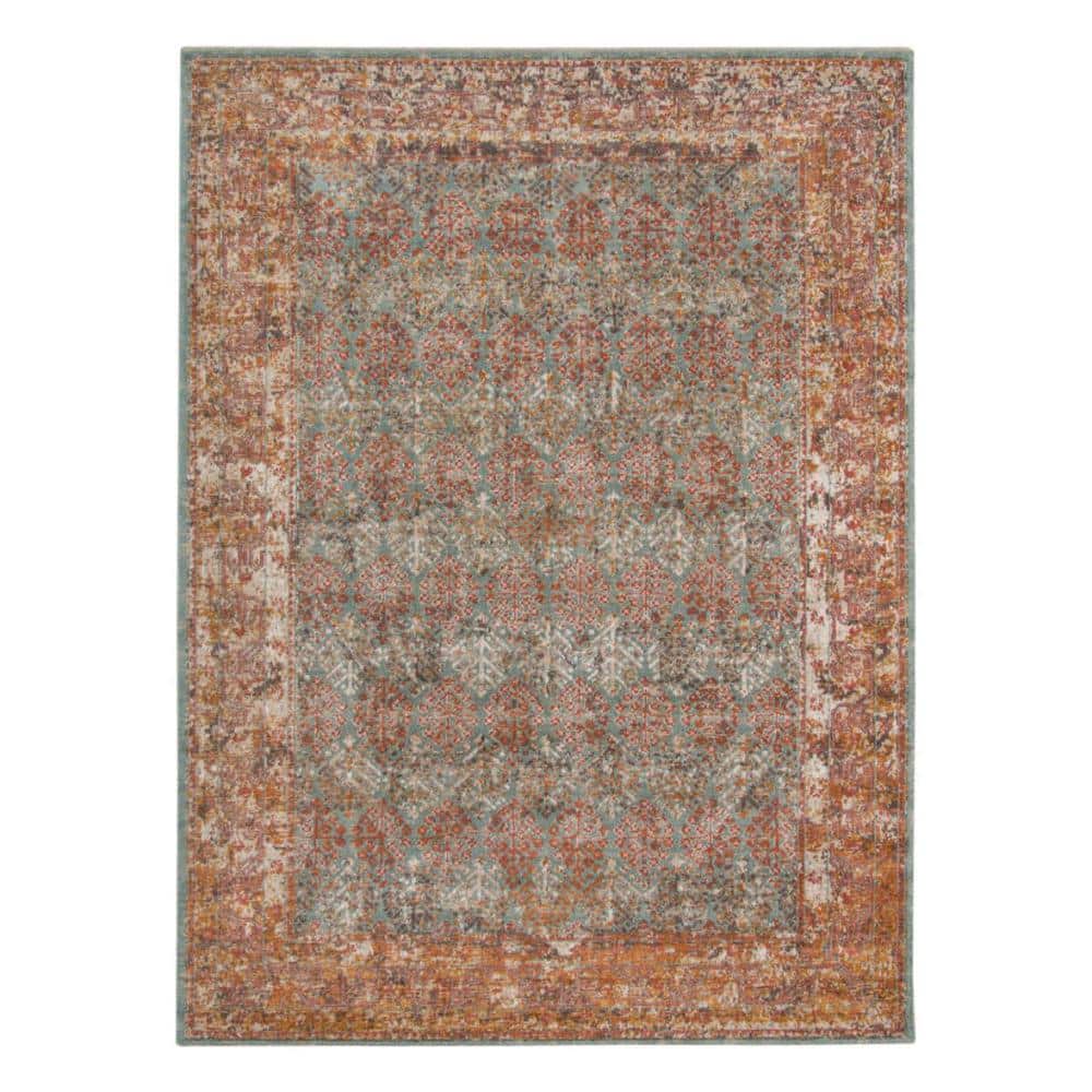 HomeRoots Teal and Brown 10 ft. x 14 ft. Medallion Area Rug 2000532070 ...