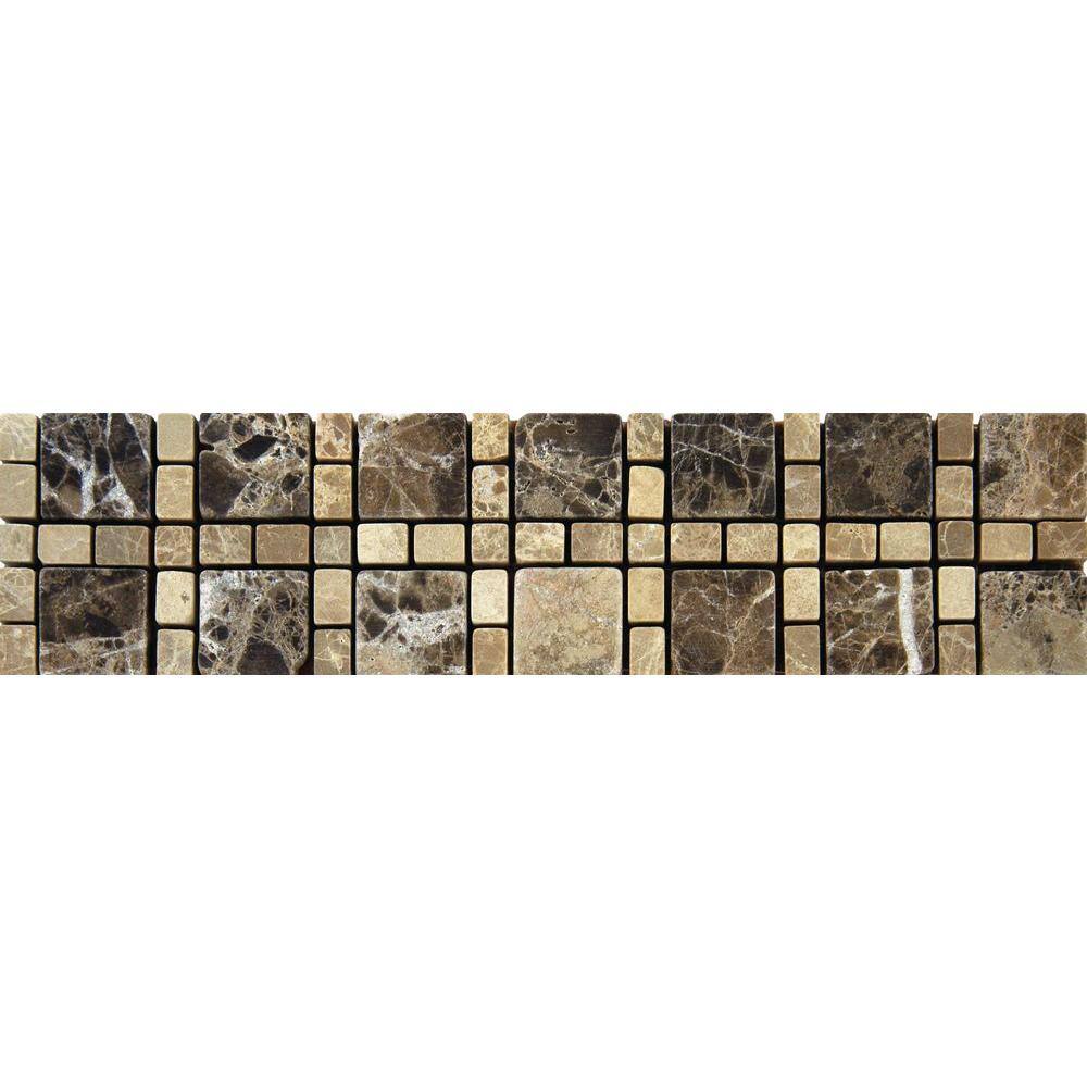 MSI Emperador Marble 3 in. x 12 in. Listello Floor and Wall Tile (9 sq ...