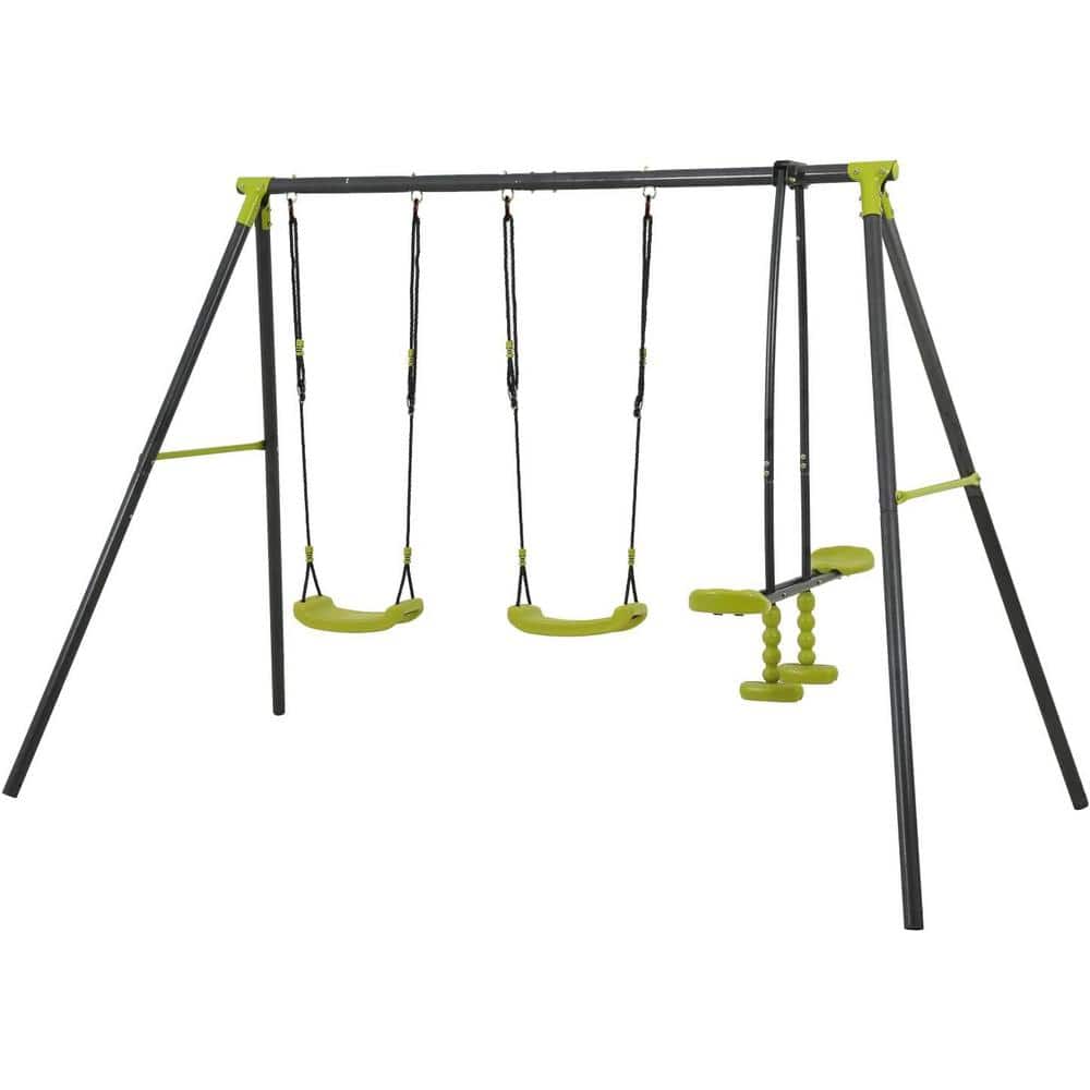 Misopily Outdoor Triple Children Swing Set with 400 lbs. Capacity in ...