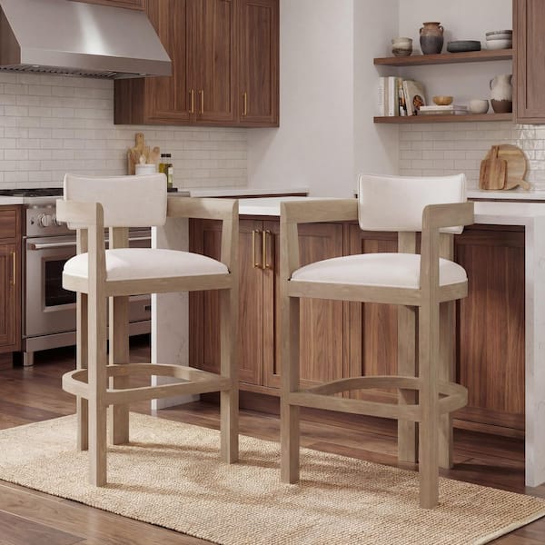 Harper & Bright Designs 40.25 in. H Light Ash Finish Solid Wood Bar ...