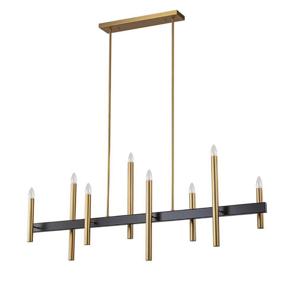 EDISLIVE Axis 8-Light 56 in. Black and Gold Mid-century Linear ...