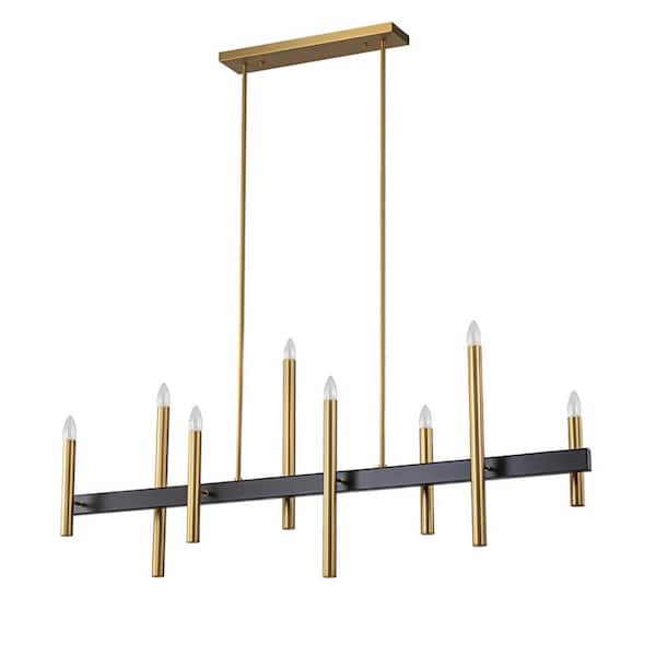 EDISLIVE Axis 8-Light 56 in. Black and Gold Mid-century Linear ...