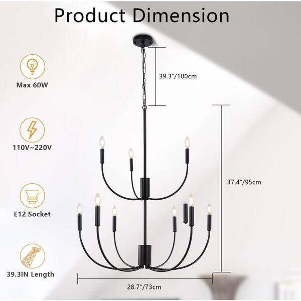 Simple Candle Chandelier Glowlings 8 Light 35''Wide Classic Dimmable