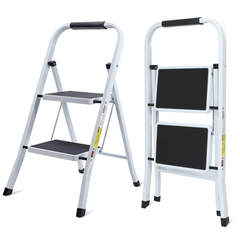 Tatayosi 2-Step Iron Folding Step Stool Ladder 330 lbs. Load Capacity ...