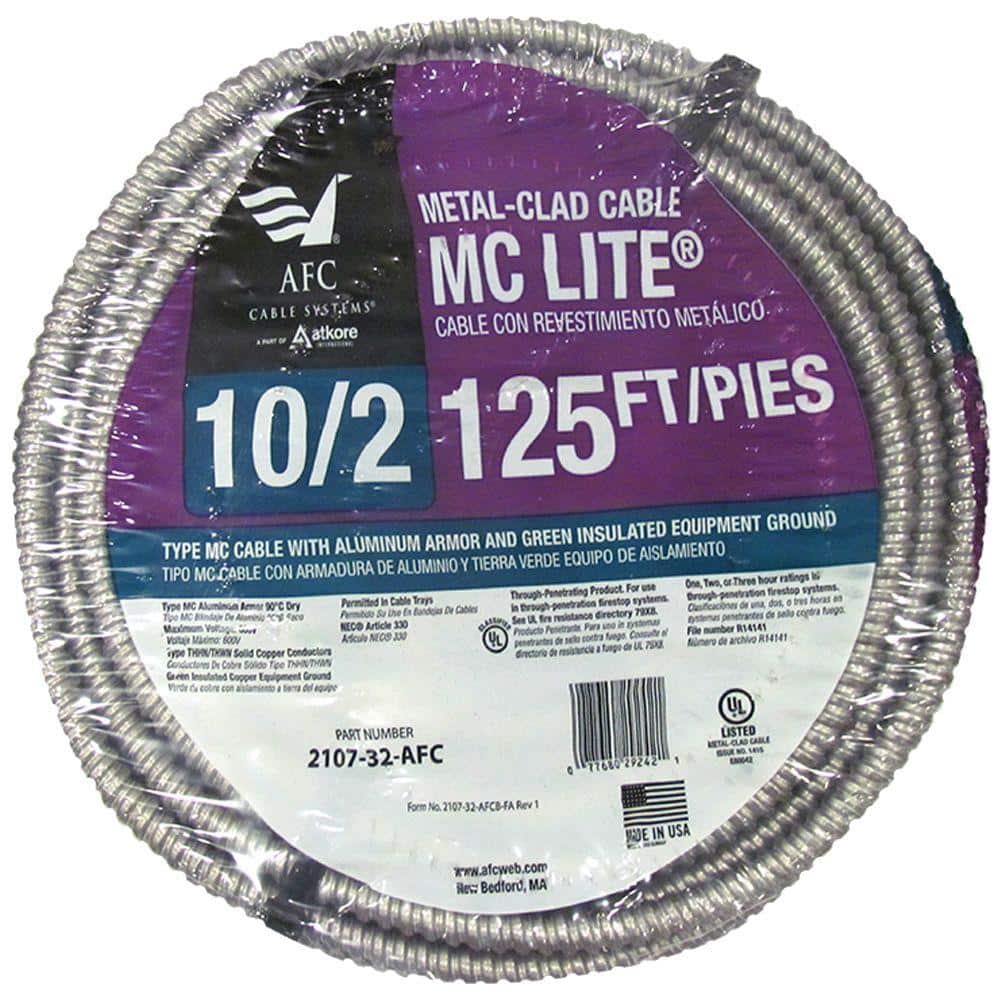 AFC Cable Systems 10/2 x 125 ft. Solid MC Lite Cable 2107-32-AFC - The ... AFC Cable Systems 10/2 x 125 ft. Solid MC Lite Cable 2107-32-AFC - The ...