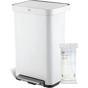 Home Zone Living 18.5 Gal. Large Red Stainless Steel Kitchen Trash Can ...