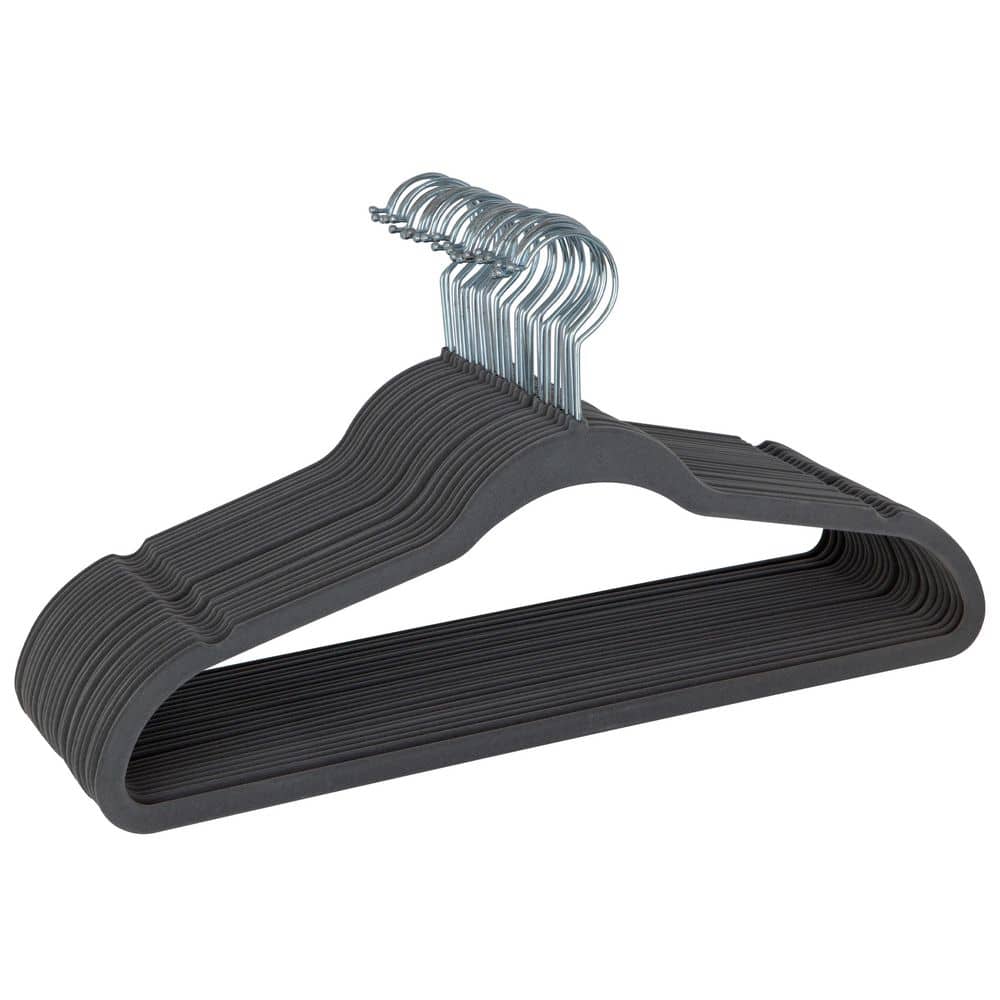SIMPLIFY Gray Velvet Hangers 25-Pack 23240-GREY - The Home Depot