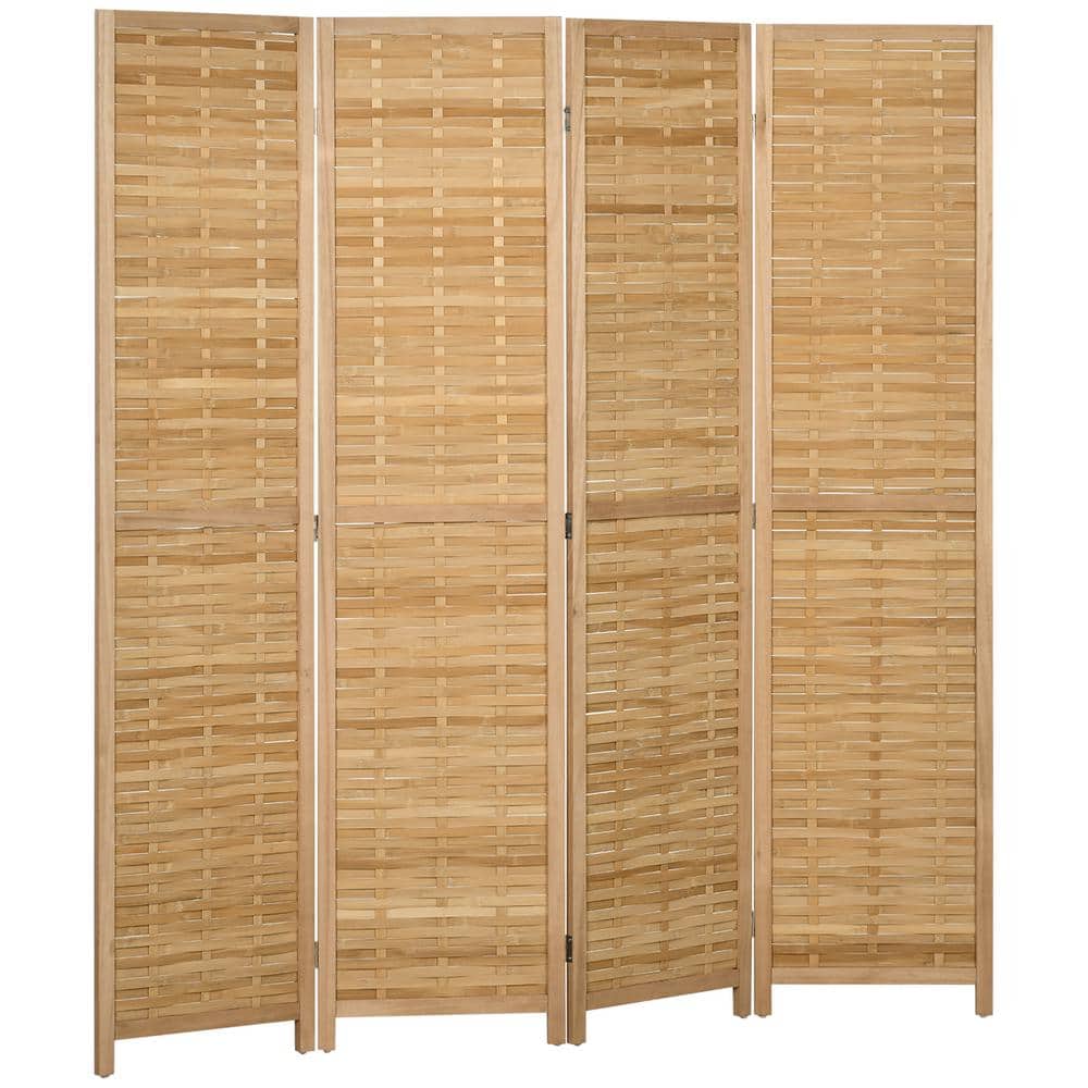 HOMCOM Natural wood 63 in. L x 0.75W x 67 in. H Hand-Wove, Bamboo Room ...