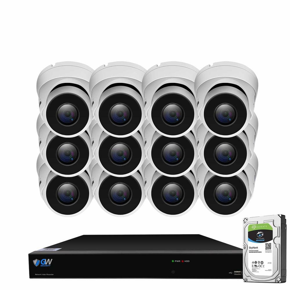 GW Security 16-Channel 8MP 4TB NVR Smart Security Camera System w/ 12 ...