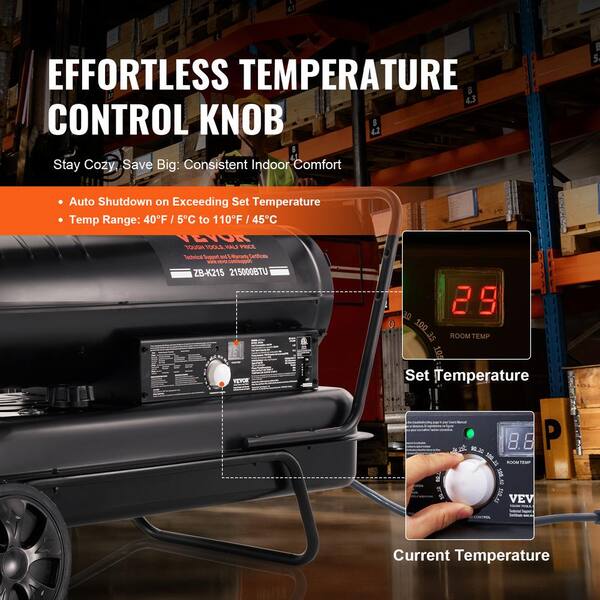 VEVOR 215000 BTU Kerosene Forced Air Heater Portable Torpedo Diesel Space Heater with Thermostat Heavy Duty Heater GFSMYQNQ2150IKUQFV1