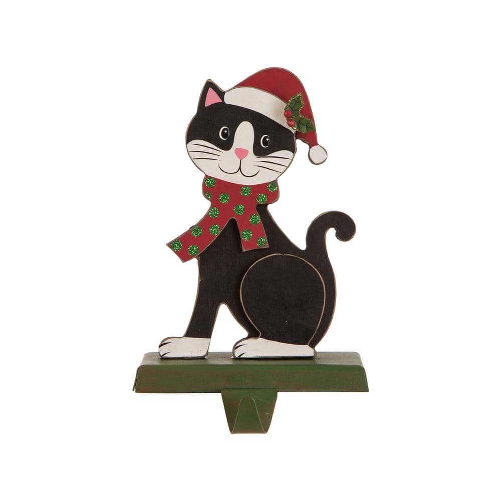Glitzhome 7.76 in. H Wooden/Metal Cat Stocking Holder GH1124202627 ...