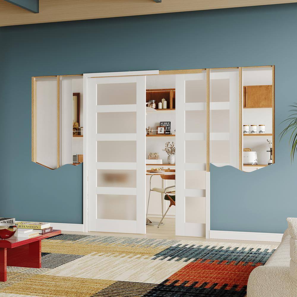 TENONER 60 in. x 80 in. 5-Lite, Pre-Assembled Panel, Tempered Frosted ...