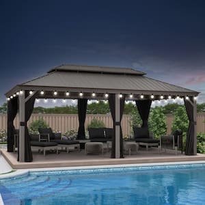 PURPLE LEAF 13 ft. x 15 ft. Light Gray Patio Outdoor Gazebo for ...