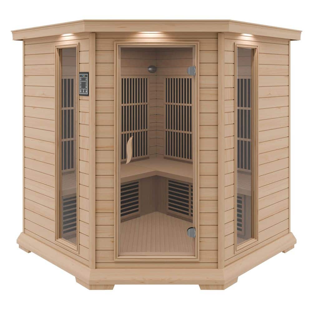 SaunaSpa S10HD Series 5-Person Indoor Hemlock Wooden Infrared Sauna ...