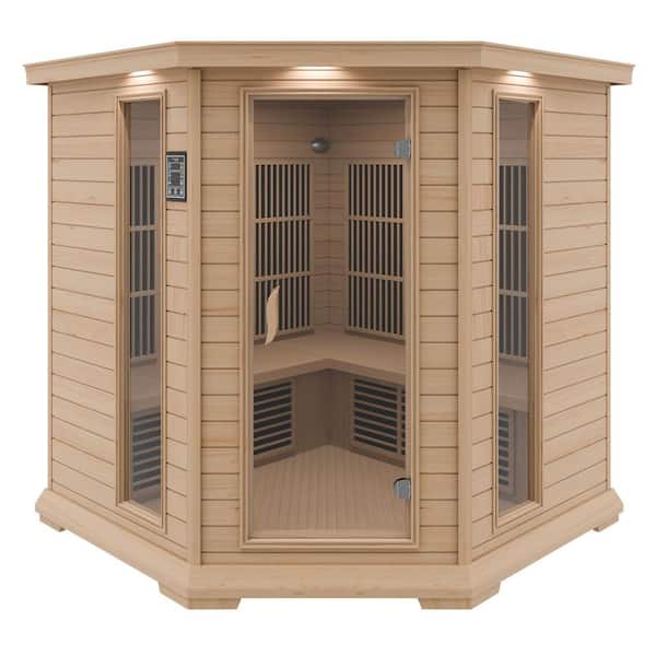 SaunaSpa S10HD Series 5-Person Indoor Hemlock Wooden Infrared Sauna ...