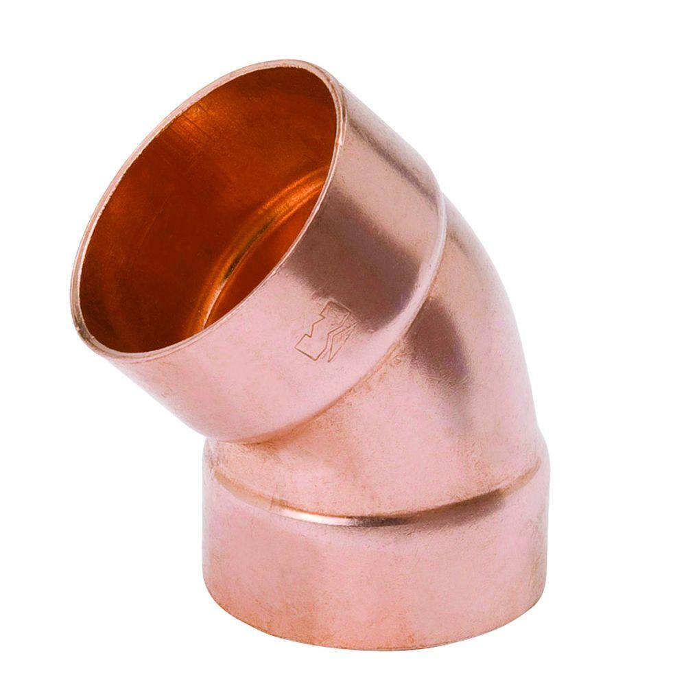 Streamline 2 in. Copper DWV 45-Degree Cup x Cup Elbow Fitting W 07422H ...