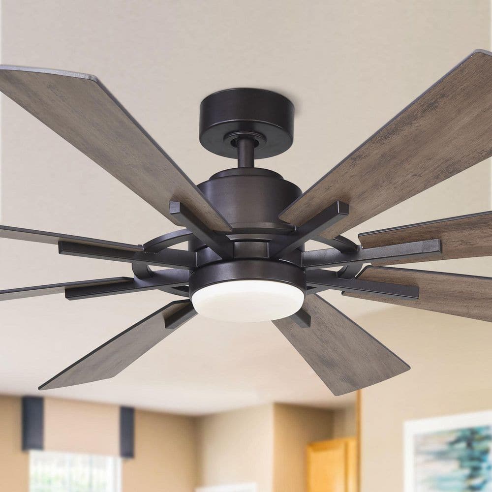 Parrot Uncle Oretha 60 in. Indoor Windmill 8-Blade LED Oil-rubbed ...