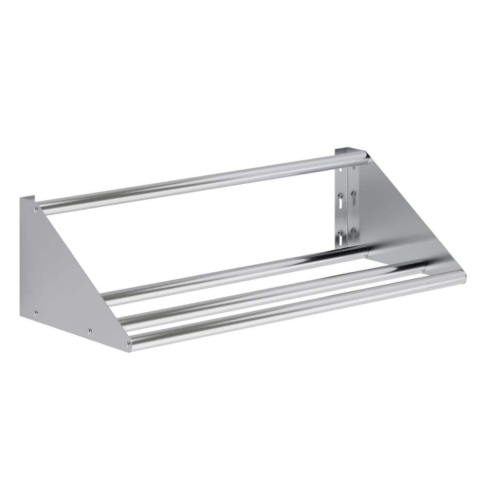 AMGOOD 18 in. W x 42 in. D Stainless Steel Tubular Glass Rack Shelf ...