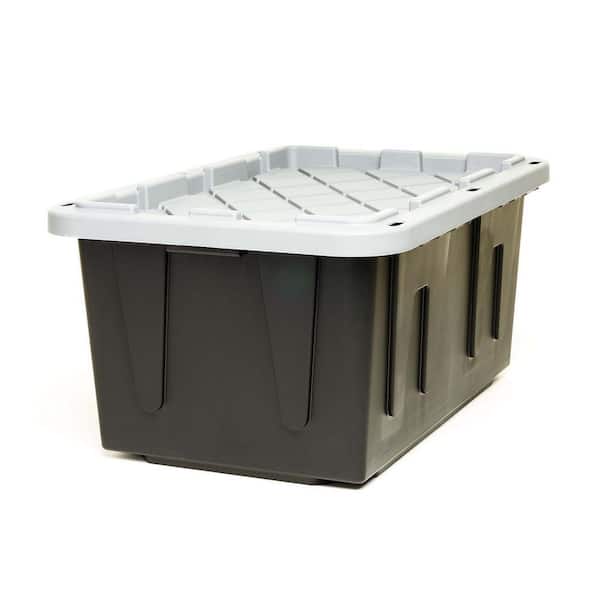 HOMZ EcoStorage 27 Gal. Tough Container, Black Base with Grey Lid (Set ...