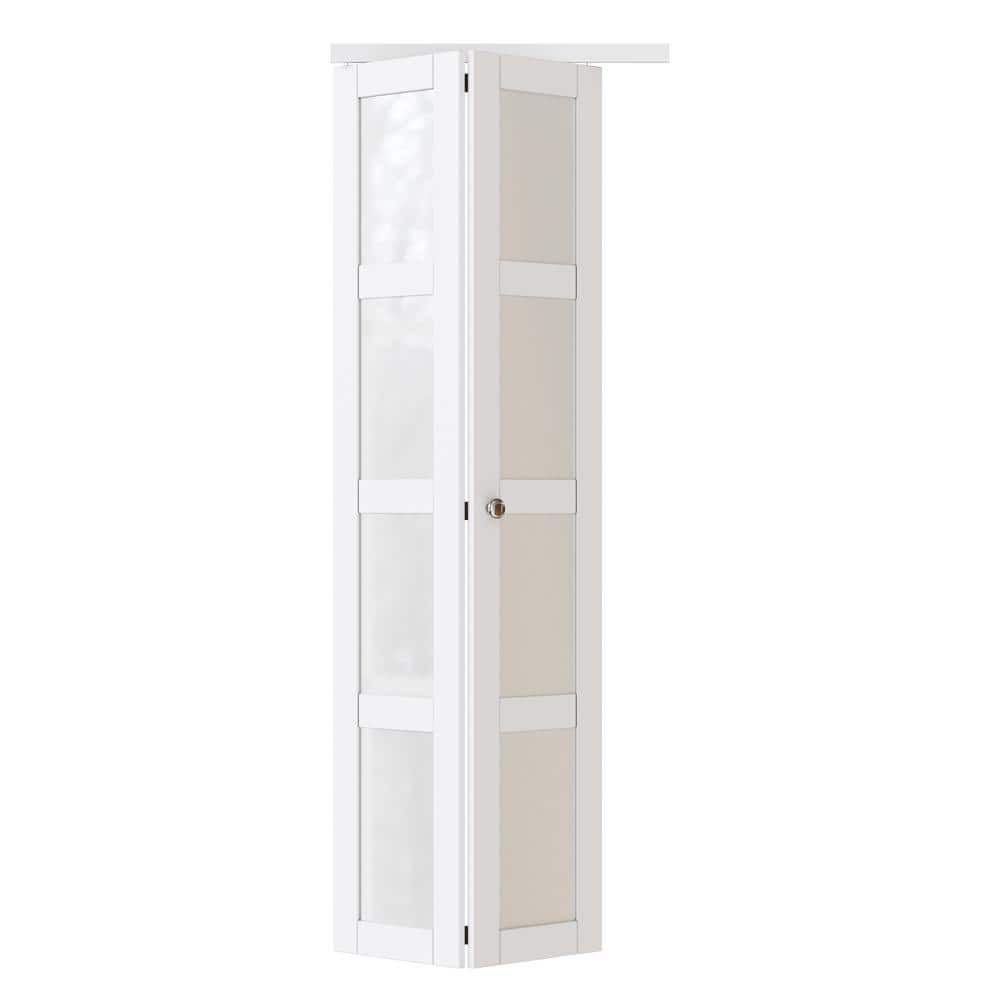 ARK DESIGN 30 in. x 80 in. 4-Lite Frosted Glass Solid Core White ...