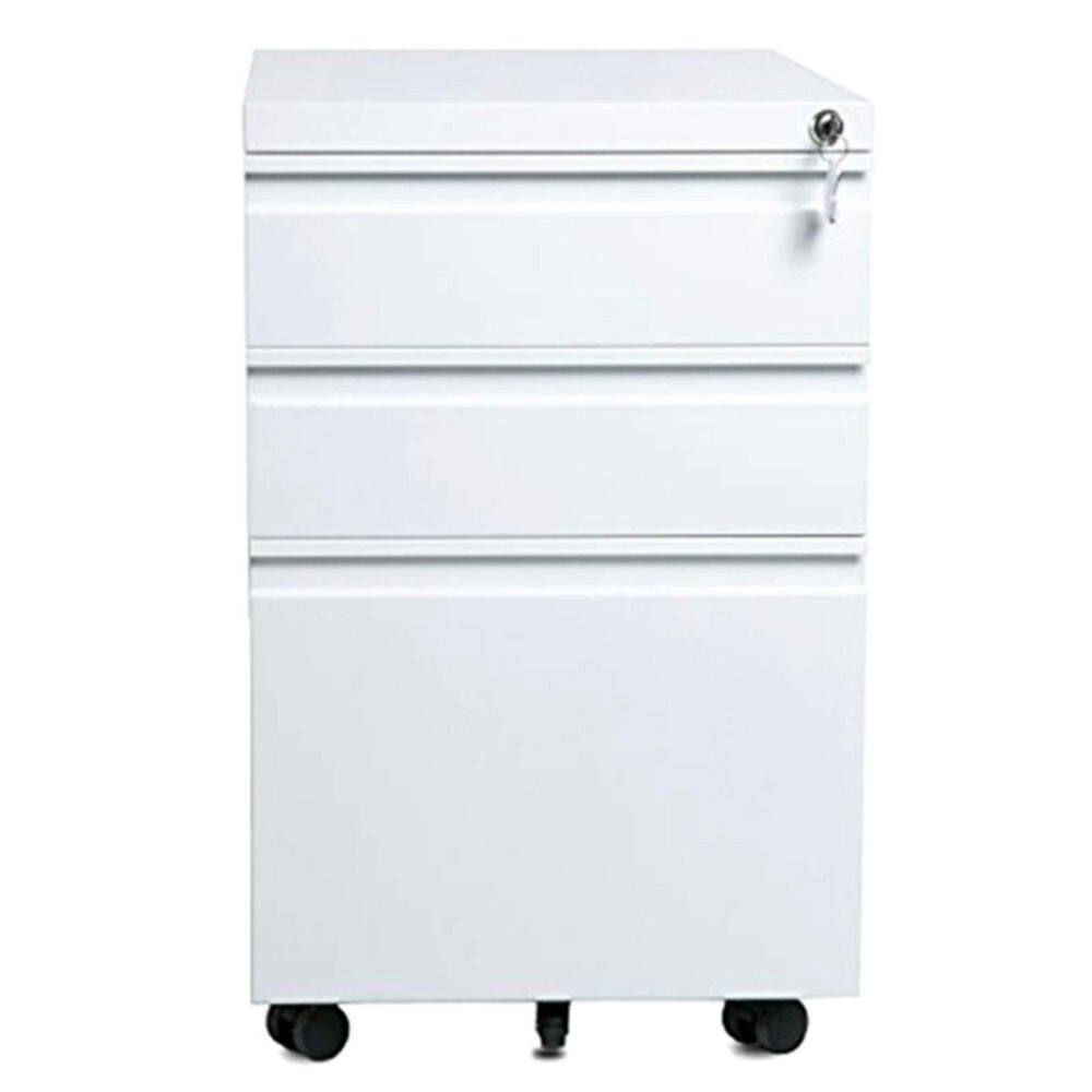 3-Drawer White Mobile File Cabinet AM914C-95 - The Home Depot