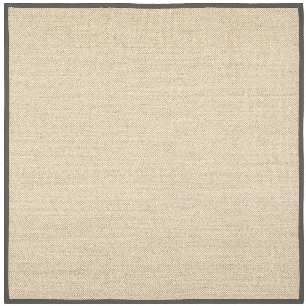 SAFAVIEH Natural Fiber Marble/Gray 7 ft. x 7 ft. Square Border Area Rug ...