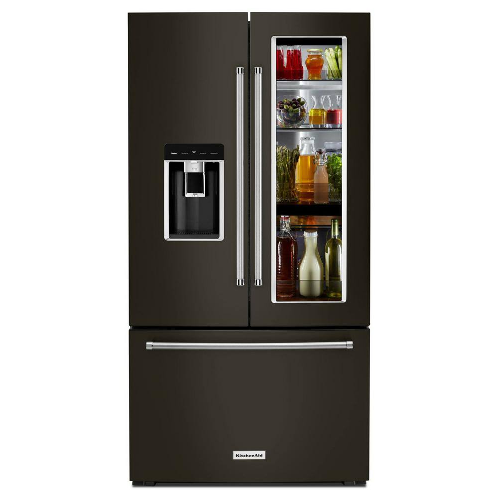 KitchenAid 23.5 cu. ft. Smart French Door Refrigerator in Black ...
