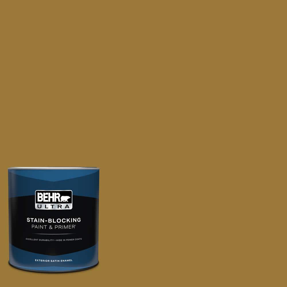 BEHR ULTRA 1 qt. #M300-7A Retro Gold Satin Enamel Exterior Paint and ...