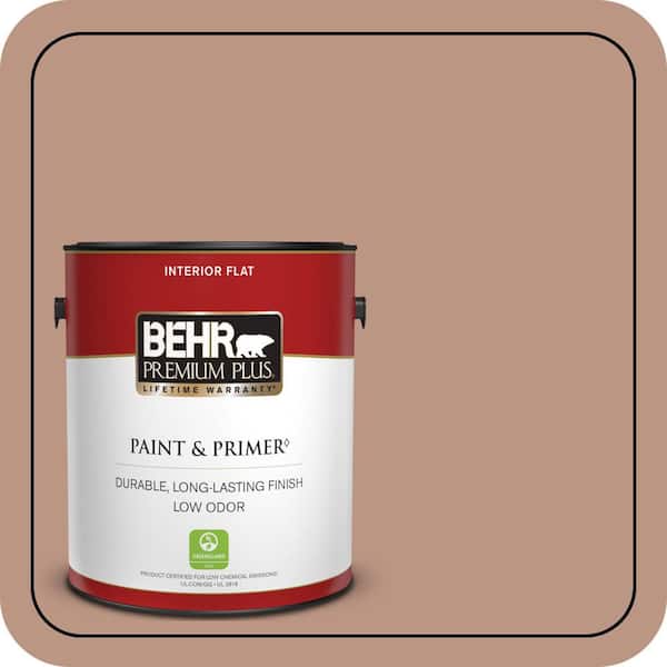 BEHR PREMIUM PLUS 1 gal. #S190-4 Spiced Brandy Flat Low Odor Interior ...