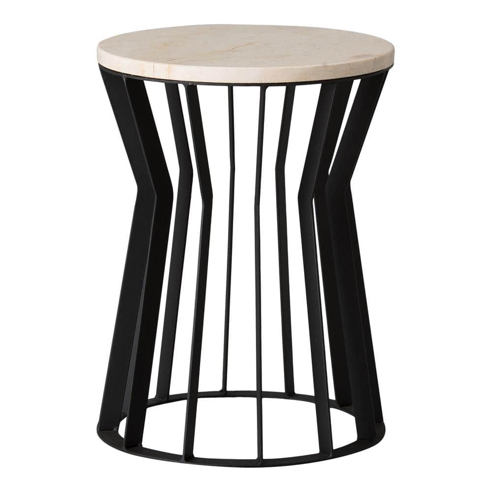 Emissary Millie 19 in. H Black Round Wrought Iron Accent Table 2242BK ...