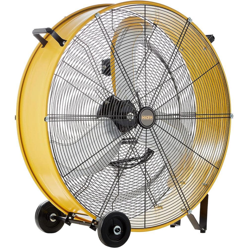 Edendirect 30 in. 3-Speeds Drum Fan in Yellow with Powerful 1/3HP Motor, Commercial or ...