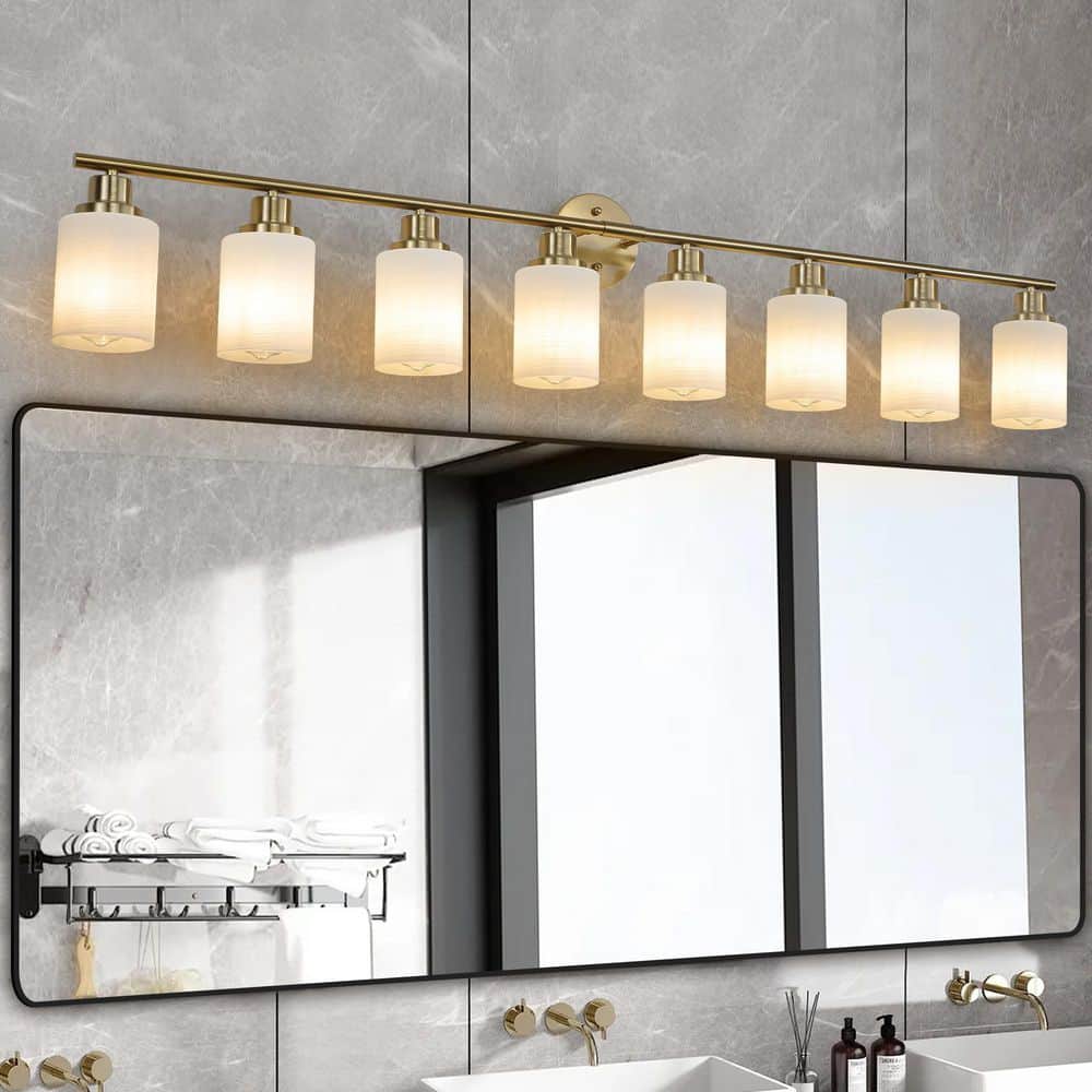Basdien 52 in. 8 Light Gold Vanity Light Fixture Modern Iron Metal ...