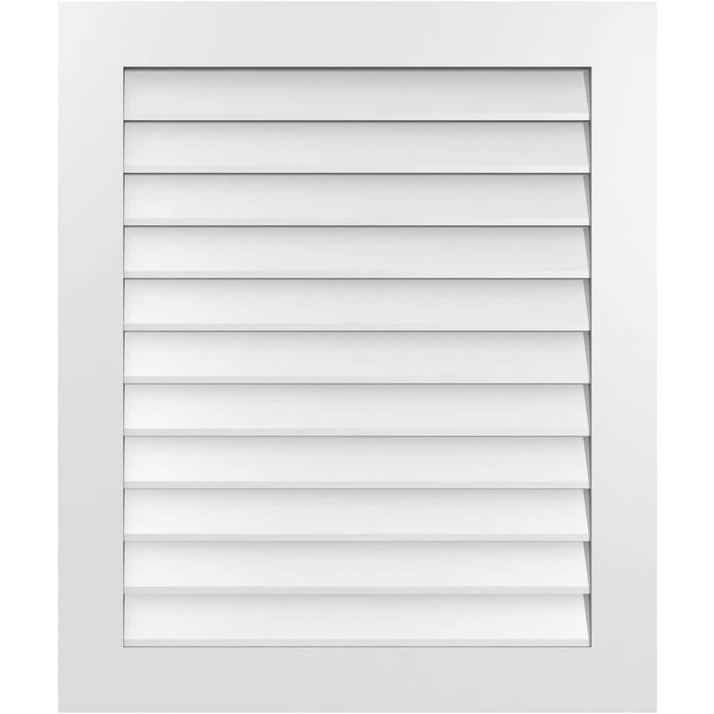 Ekena Millwork 32 in. x 38 in. Rectangular White PVC Paintable Gable ...