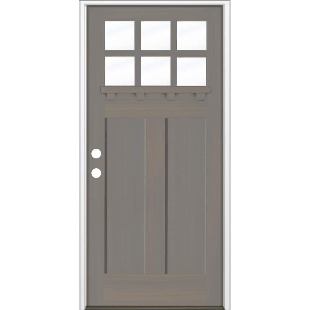 Krosswood Doors 36 in. x 80 in. Craftsman Right Hand 6-Lite Grey Stain ...