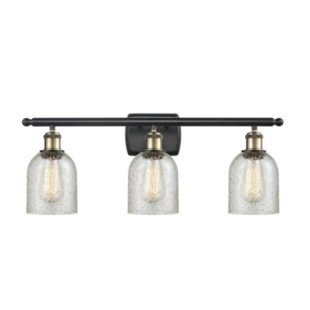 Innovations Caledonia 26 in. 3-Light Mica, Black Antique Brass Vanity ...