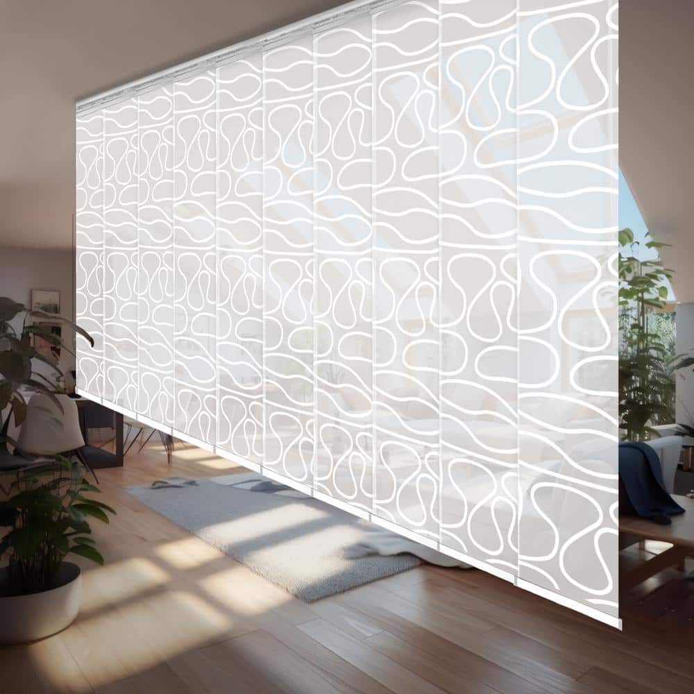 EMOH Swirl 120 in. - 218 in. W x 94 in. L Adjustable 10-Panel White ...