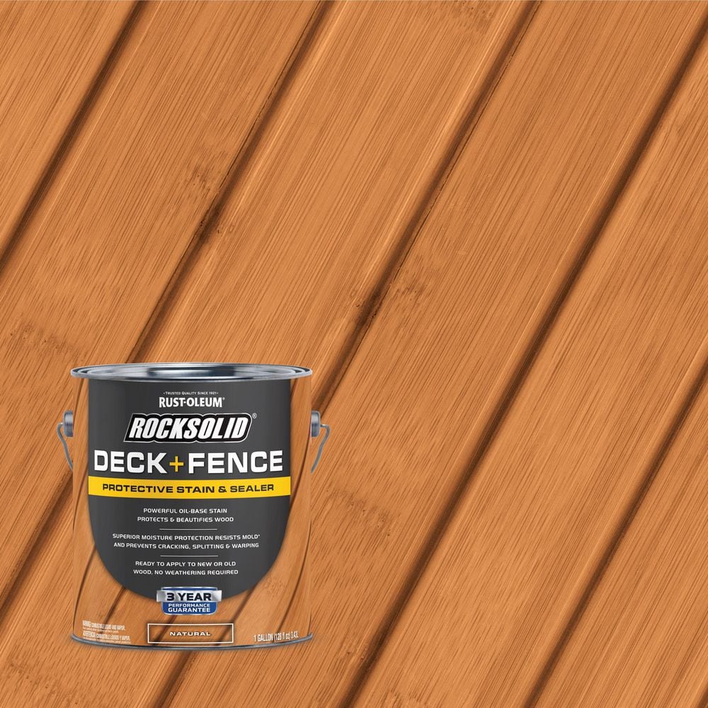 Rust-Oleum RockSolid 1 gal. Natural Deck and Fence Exterior Wood Stain ...