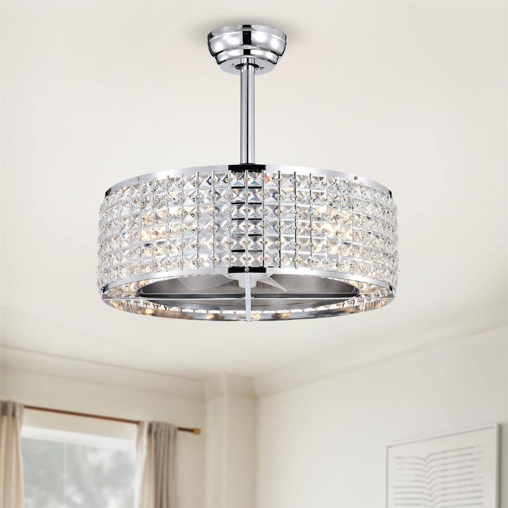 Keazile Pluto 20.67 in. Indoor Chrome Cage Ceiling Fan with Remote ...